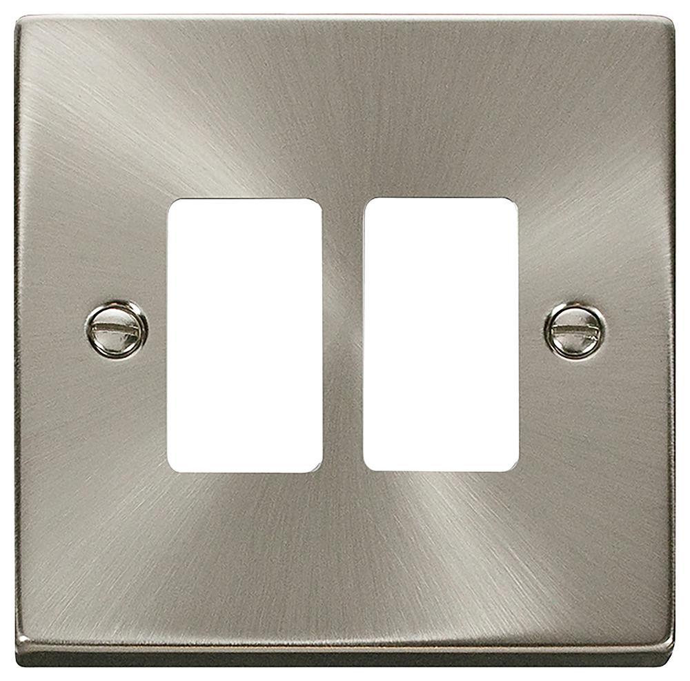 Deco Frontplate 2 Gang Satin Chrome Gridpro Cpc